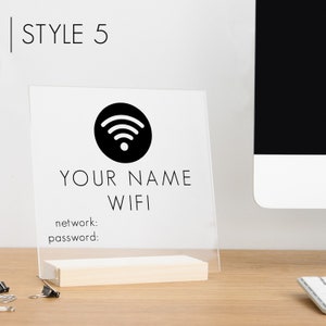 Custom Wifi Password Sign on Acrylic With Wood Stand | More Sizes ...