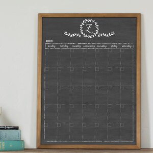 Wall Calendar, Monogram Chalkboard Dry Erase Calendar Vertical 18 X 24 ...