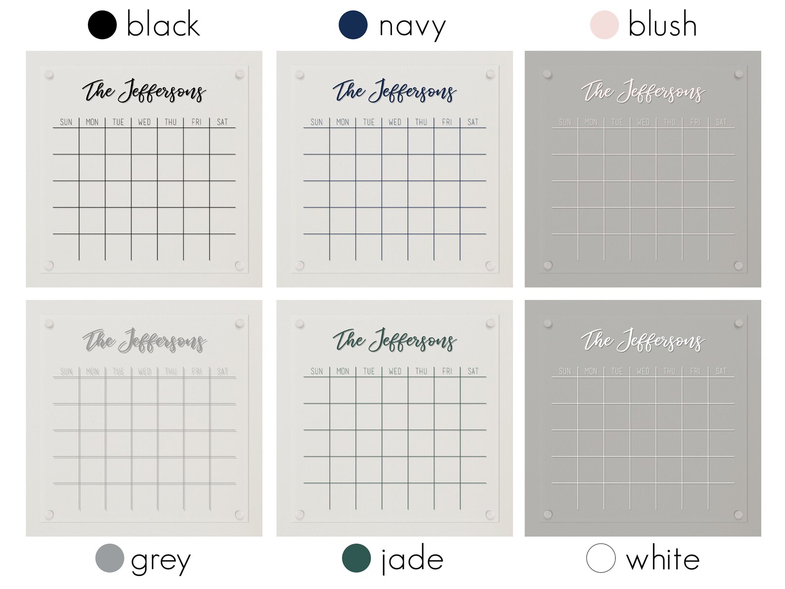 Square Personalized Acrylic Calendar Dry Erase Wall Mounted | Etsy