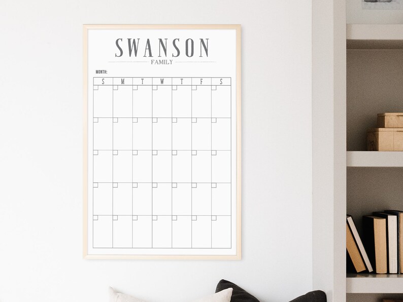 Family Wall Calendar Personalized Framed Calendar | Etsy