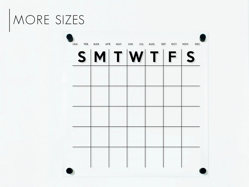 Square Acrylic Calendar Dry Erase Wall Mounted Floating Month - Etsy