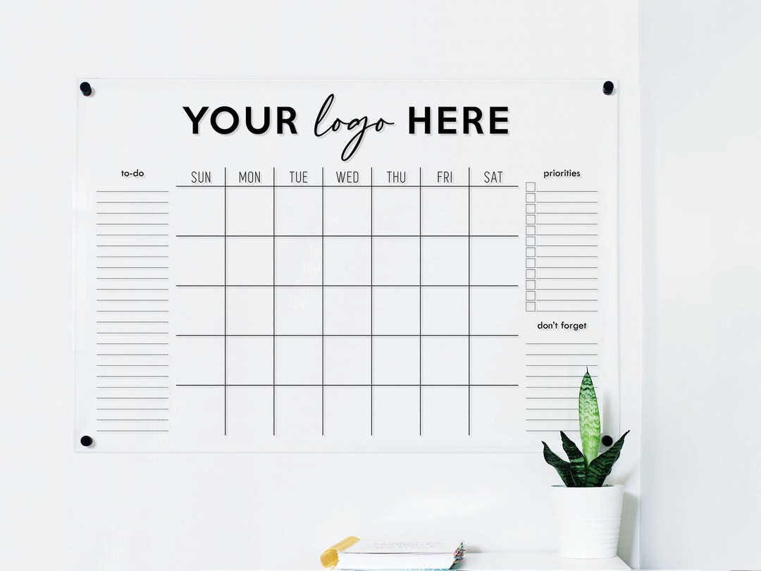 Custom Acrylic Business Logo Monthly Calendar for Wall at Office Salon ...