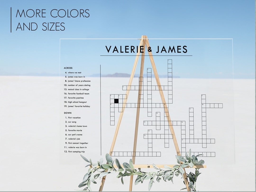 Personalized Acrylic Wedding Crossword Puzzle Sign on Clear - Etsy