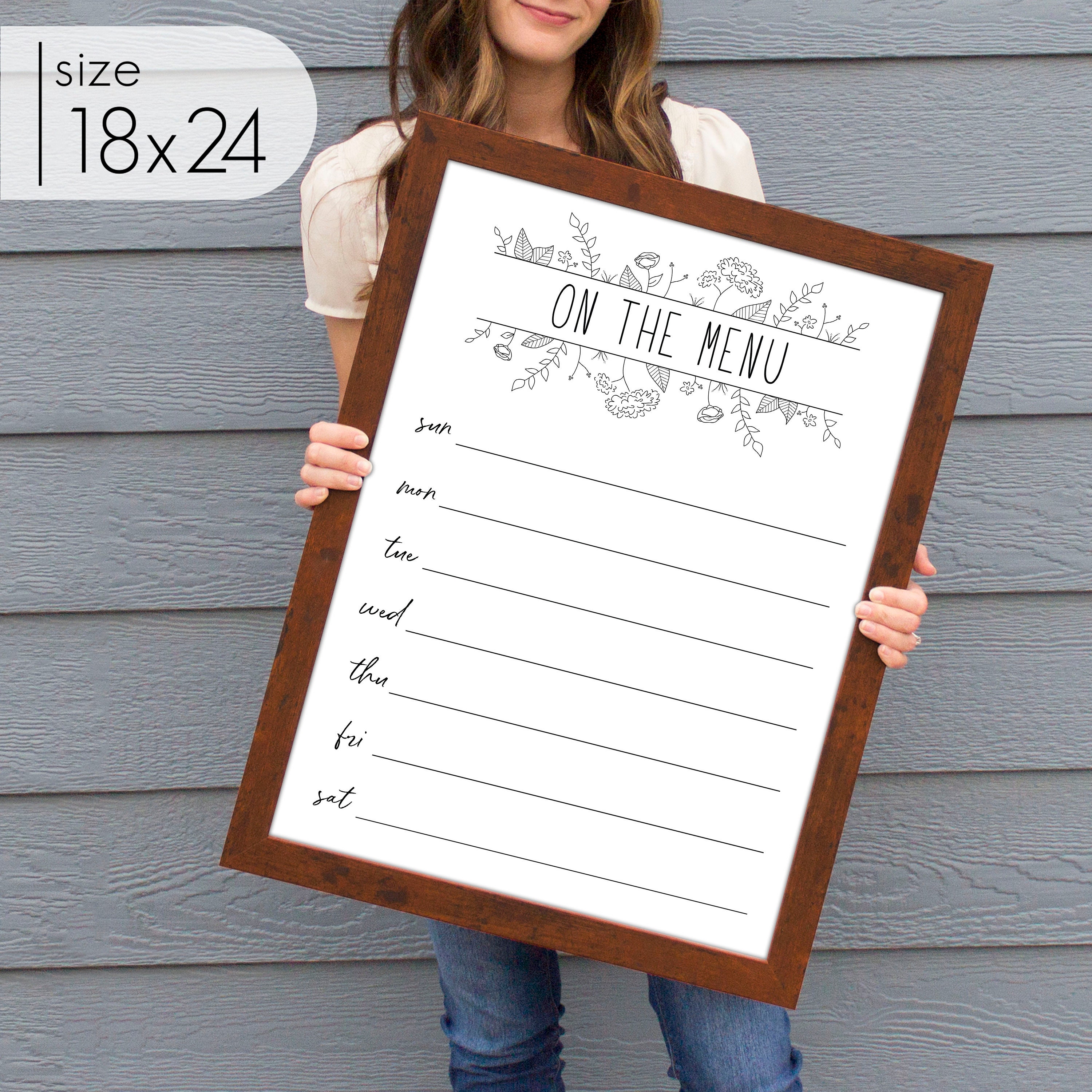 Framed Weekly Menu Floral Whiteboard Style Available Dry - Etsy