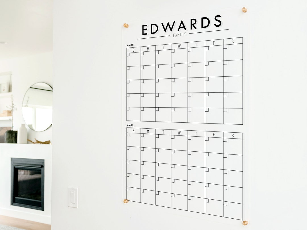 Modern Two-month Acrylic Wall Calendar, Personalized Dry Erase Wall ...