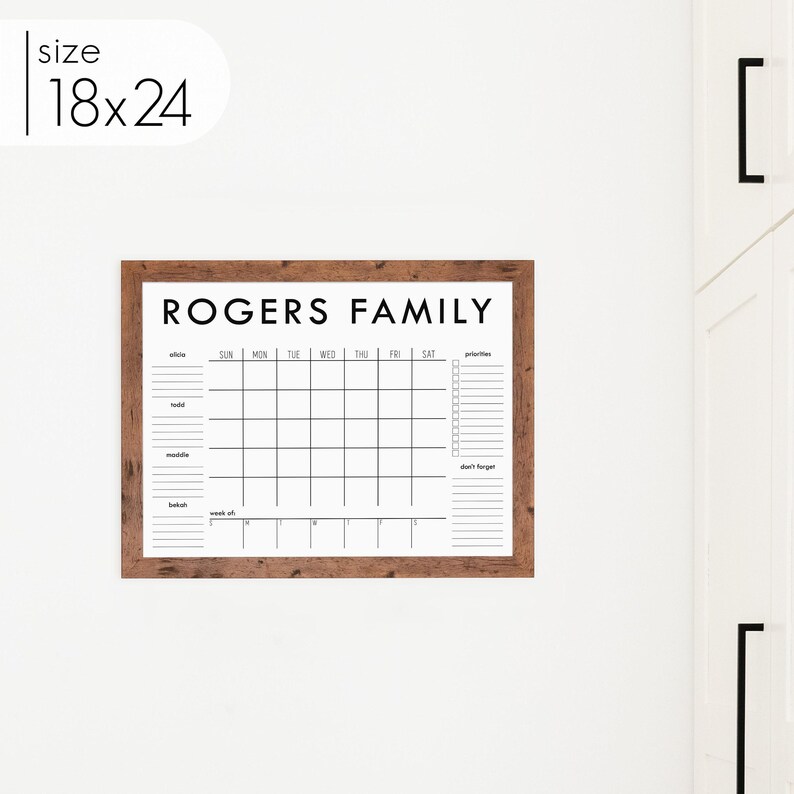 Dry Erase Month and Week Combo Calendar With Personalized Title and Six ...