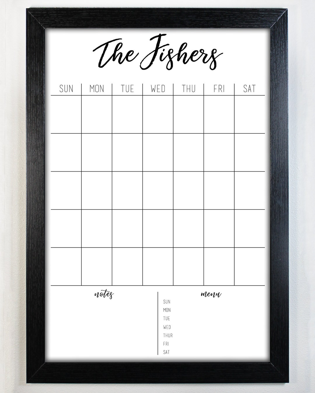 Reusable Calendar , Family Name Calendar , Large Wall Calendar #3673 - Etsy