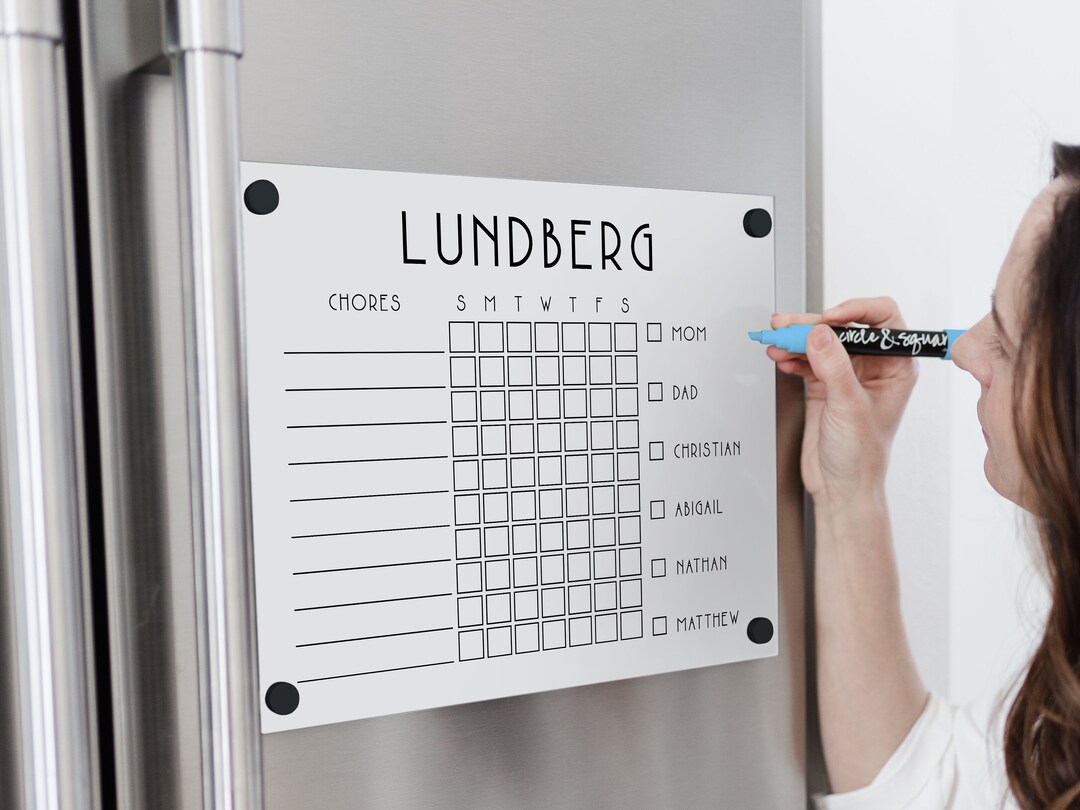 Family Chore Chart for Fridge, Dry Erase White Acrylic Family ...