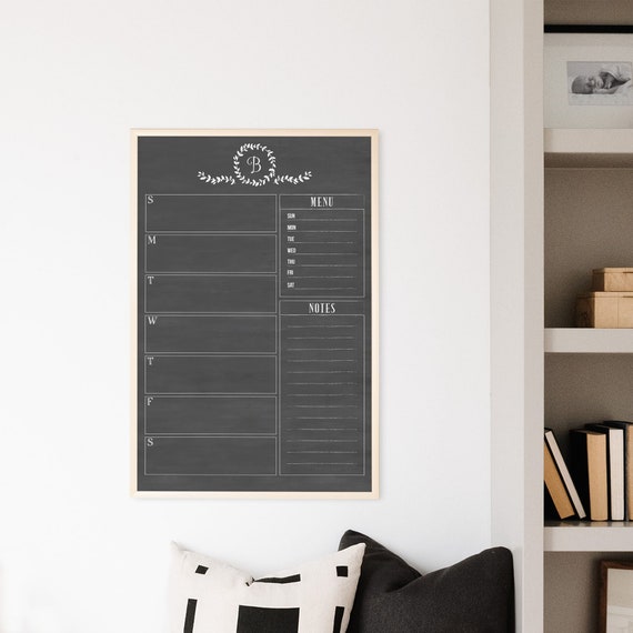 Large Weekly Chalkboard Dry Erase Monogram Planner | Etsy