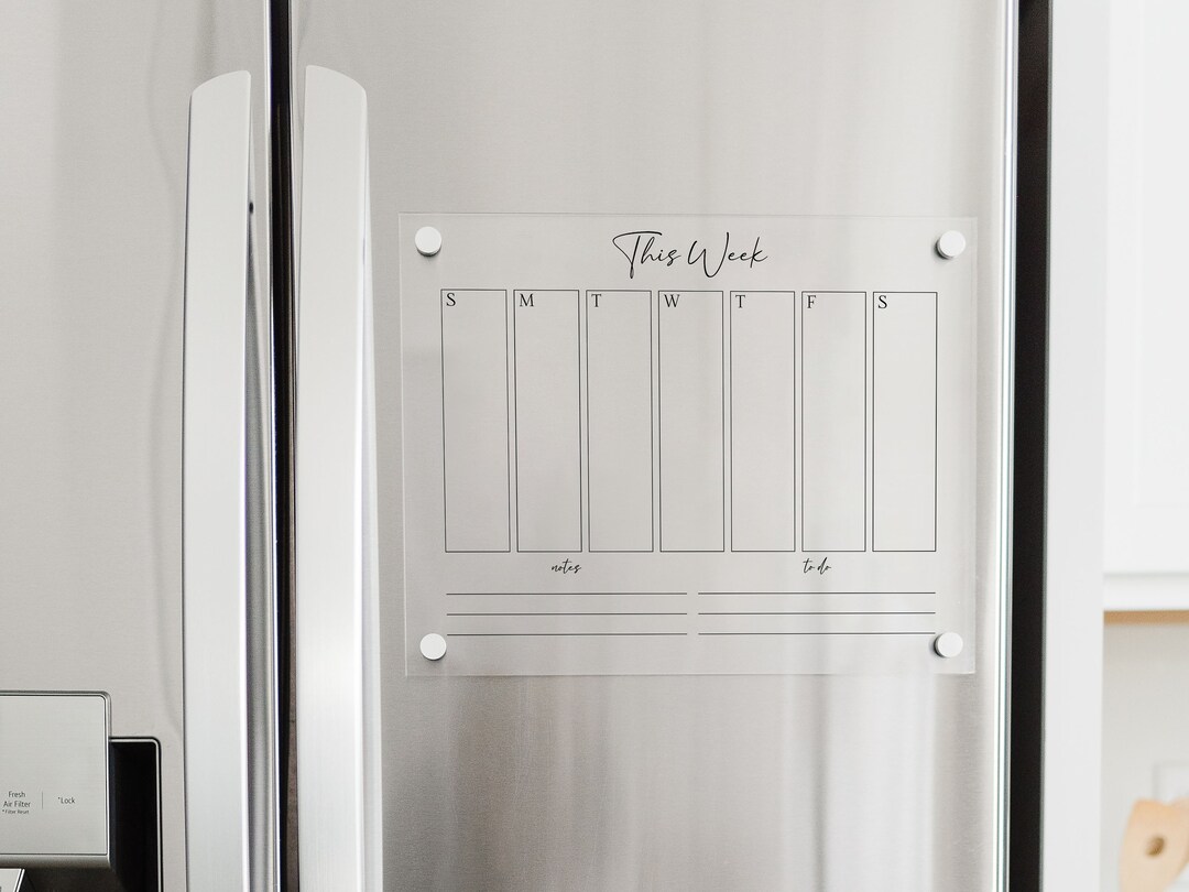 Custom Reusable Weekly Planner on Clear Acrylic for Fridge | Dry Erase ...