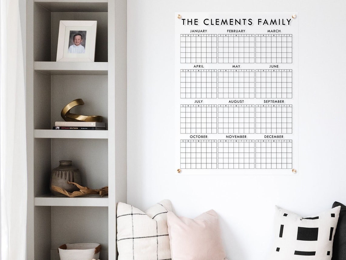 Personalized Year Wall Calendar Vertical Yearly Calendar With | Etsy