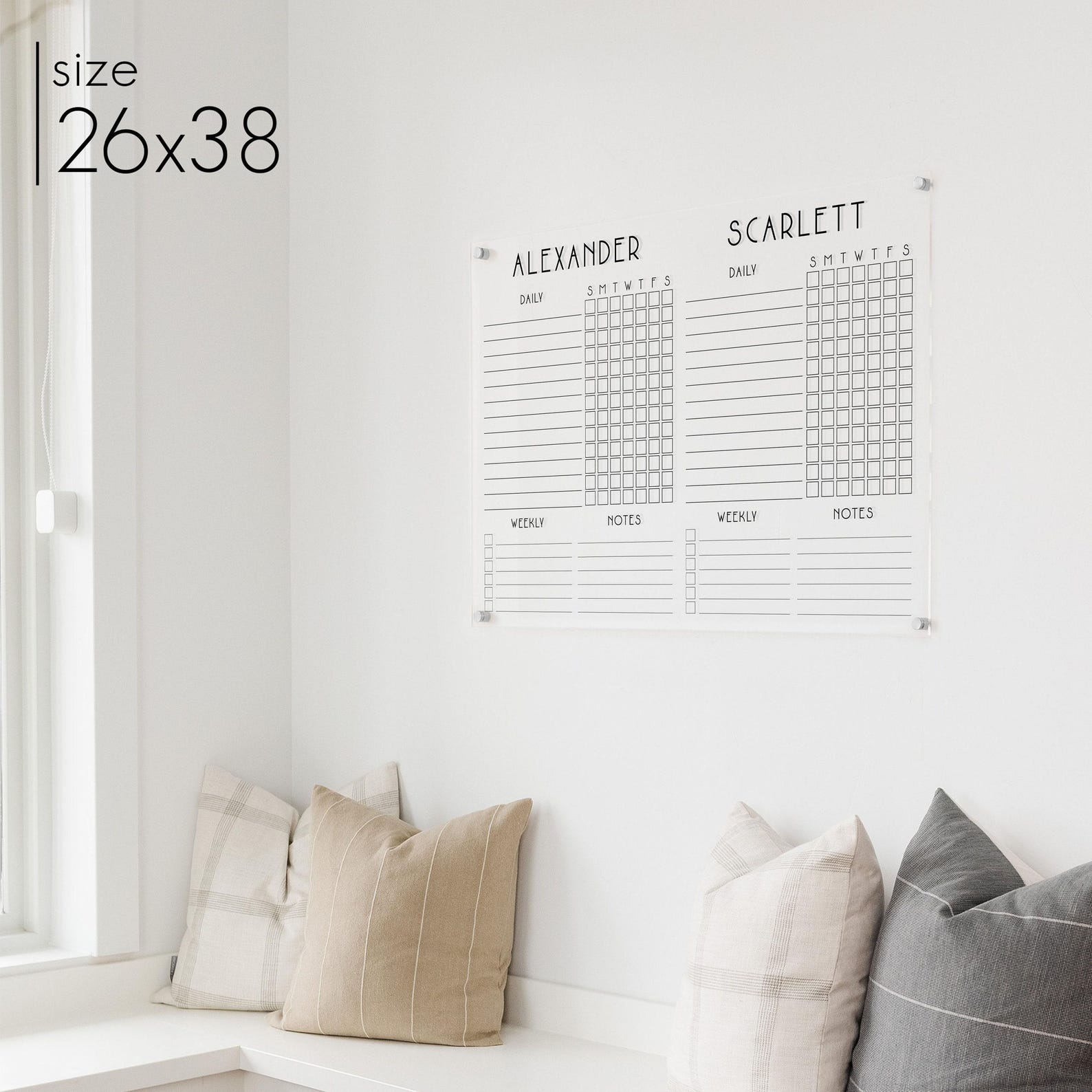 Personalized Dry Erase Chore Chart for Two Kids on Horizontal Clear ...
