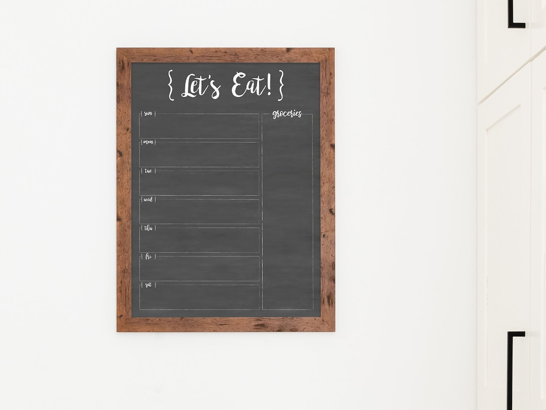 Meal Planner | Framed Weekly Menu Board | Dry Erase Wall Hanging Menu ...