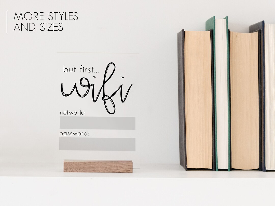 Custom Wifi Password Sign on Acrylic With Wood Stand More - Etsy