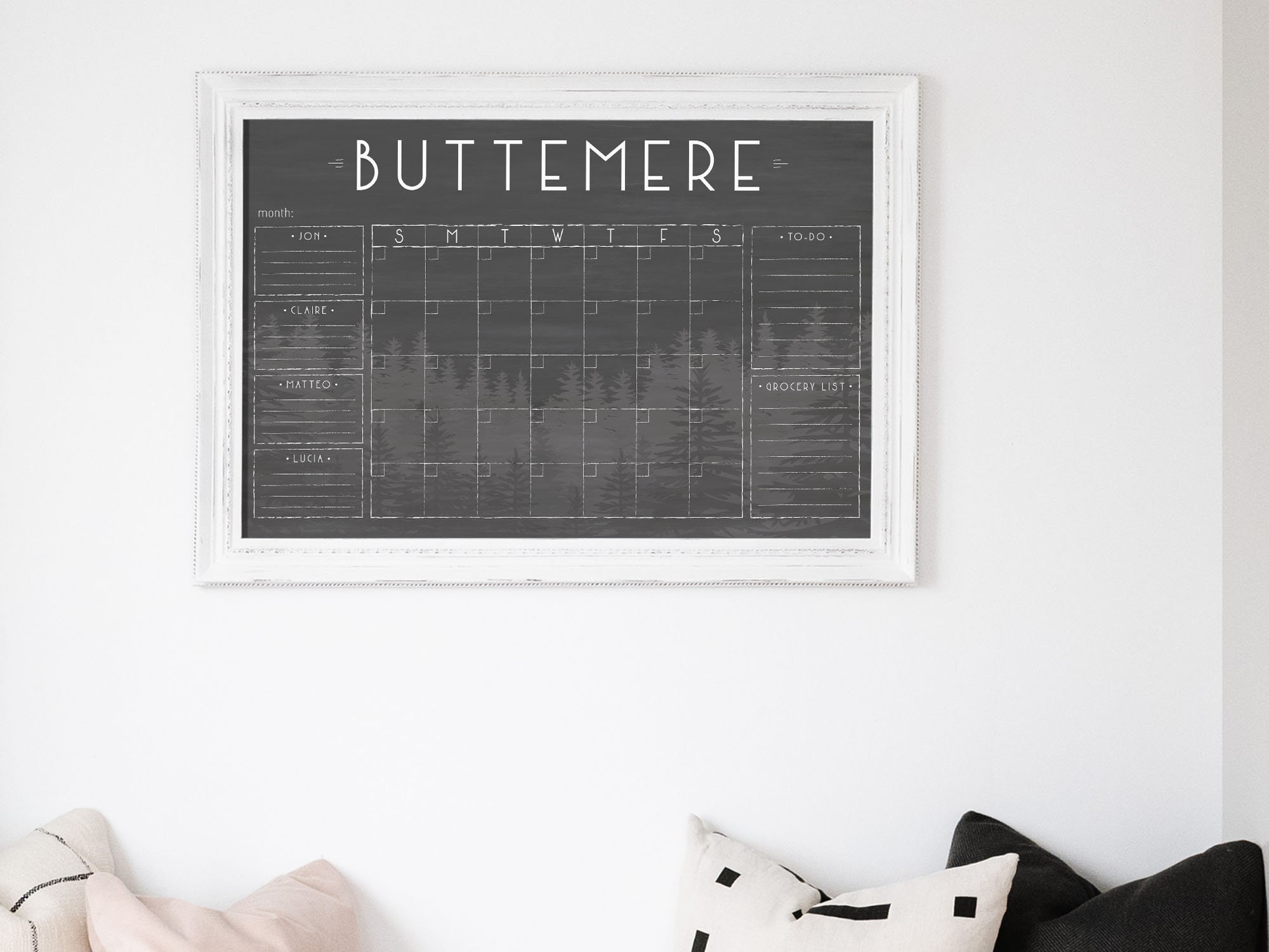 Cabin Style Calendar 24x36 W/ Pine Tree Background Family - Etsy