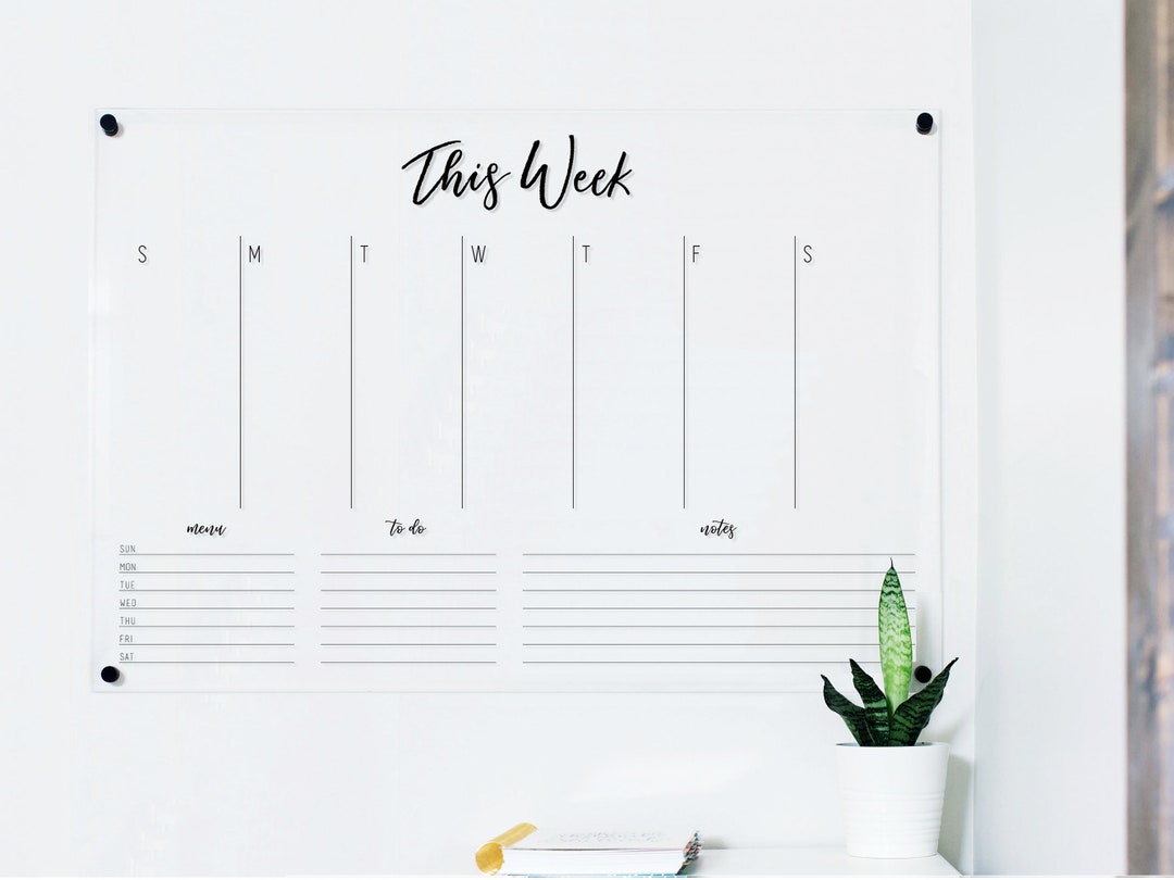 Acrylic Weekly Calendar Board for Wall Family Command Center - Etsy