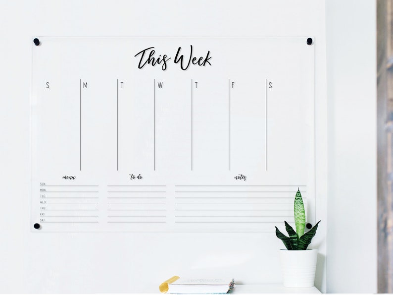Acrylic Weekly Calendar Board for Wall Family Command Center - Etsy