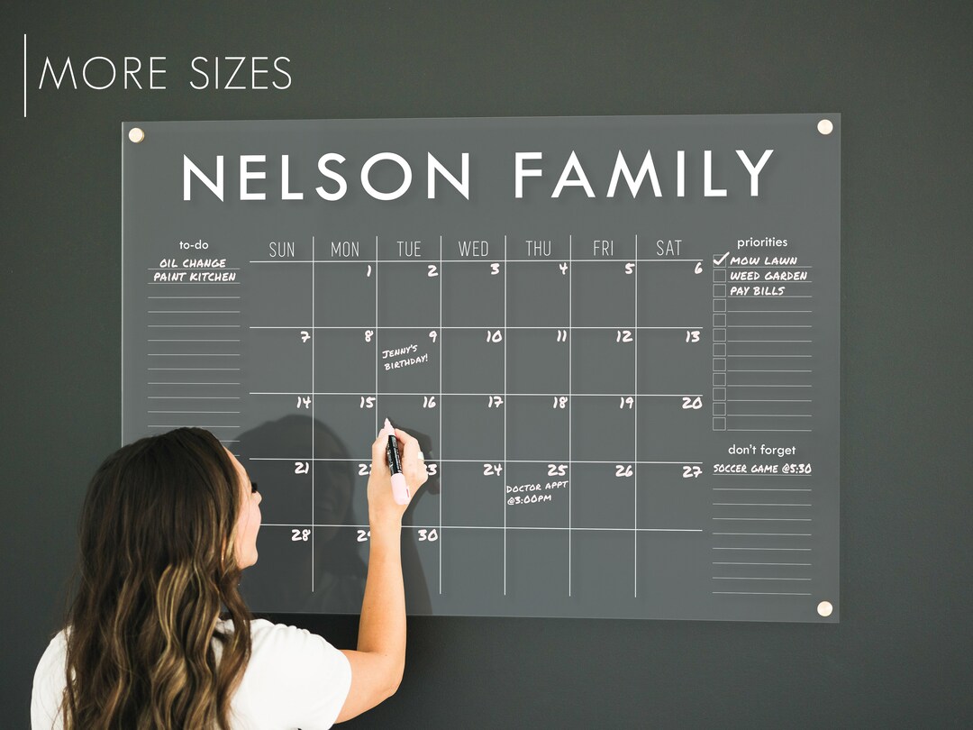 Customized Dry Erase Acrylic Calendar for Wall Personalized - Etsy