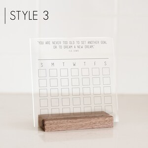 Mini Acrylic Habit Tracker for Desk or Nightstand With Custom Quote ...