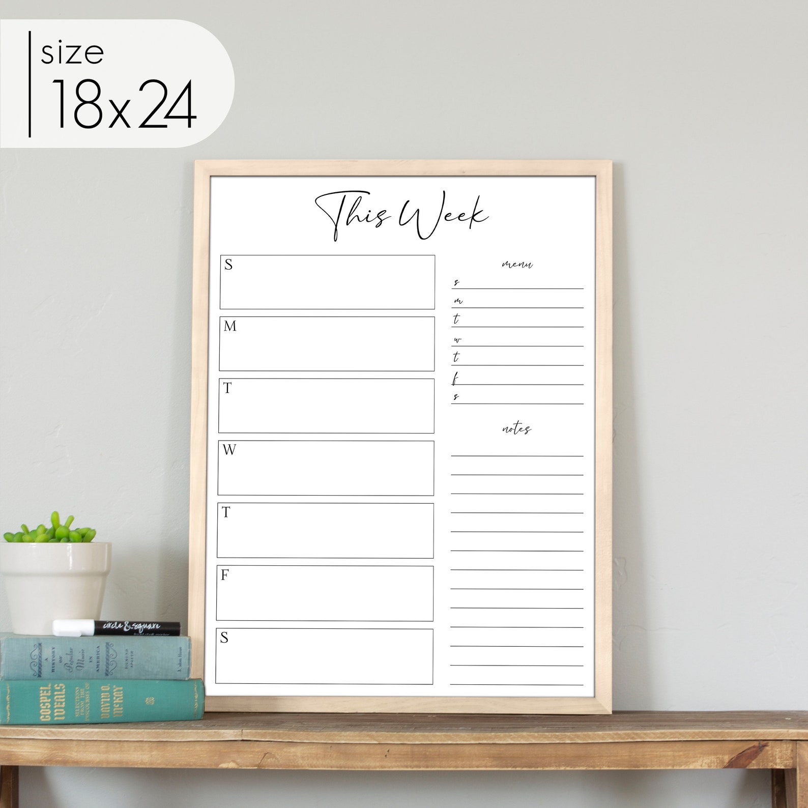 Weekly Calendar for Wall in Kitchen or Mudroom Custom Dry - Etsy