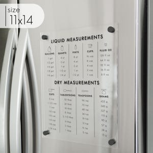 Kitchen Conversion Chart, Clear Acrylic Cooking Cheat Sheet, Kitchen ...