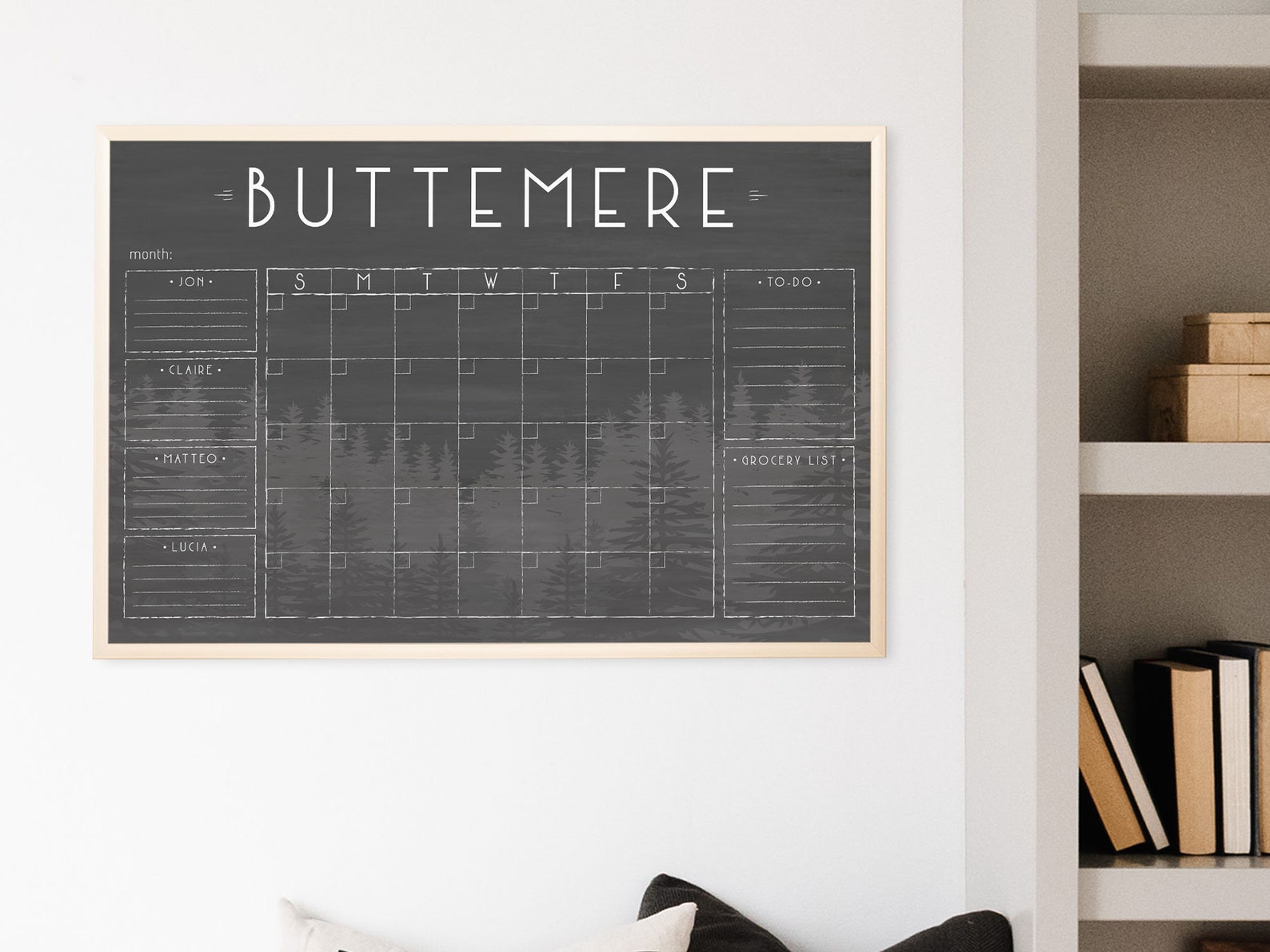 Cabin Style Calendar 24x36 W/ Pine Tree Background Family - Etsy