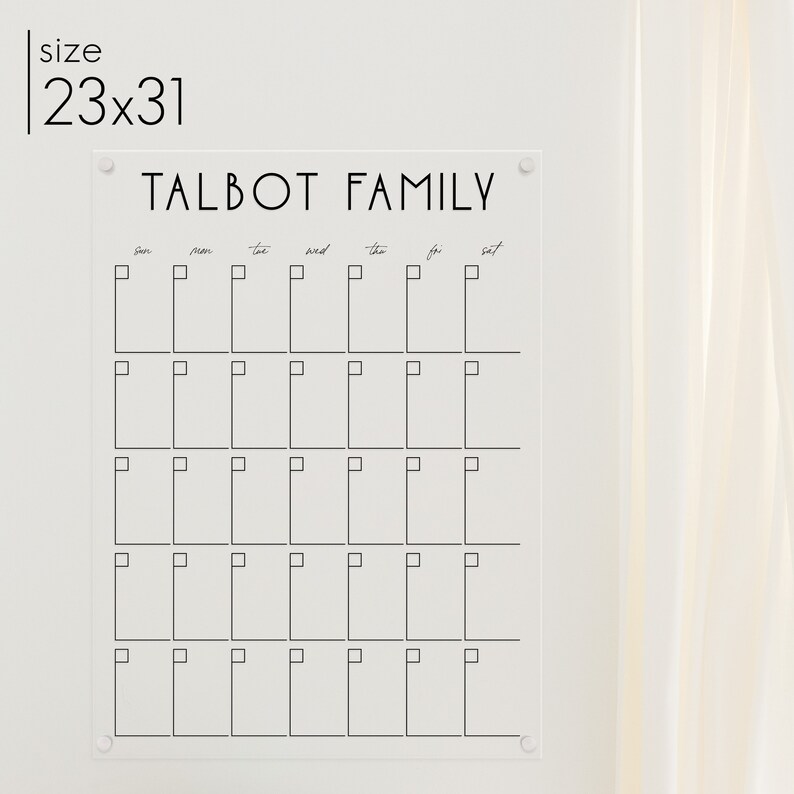 Large Acrylic Calendar for Wall Customized for Family - Etsy