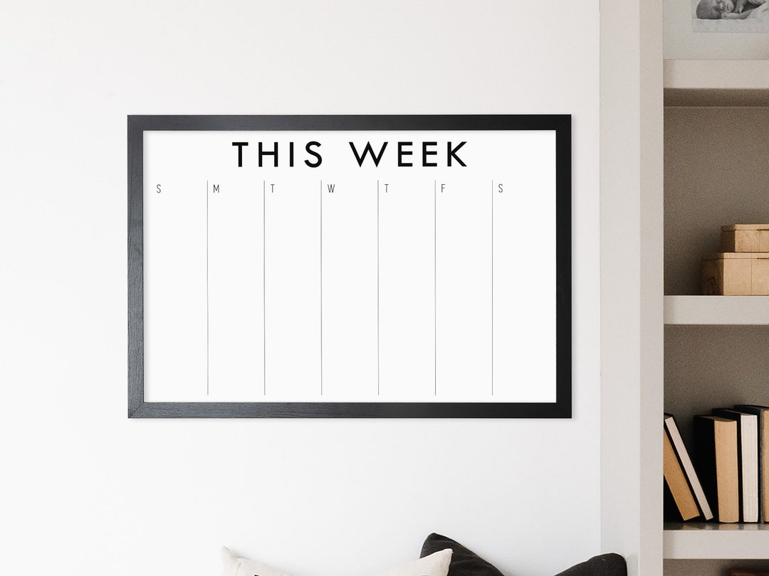 Minimalist Weekly Horizontal Dry Erase Wall Calendar With Custom Title ...