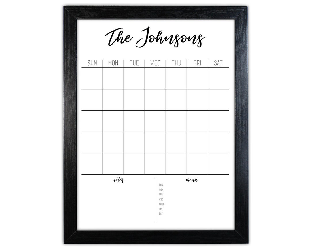 Family Name Calendar , Modern Calendar , Dry Erase Calendar ...