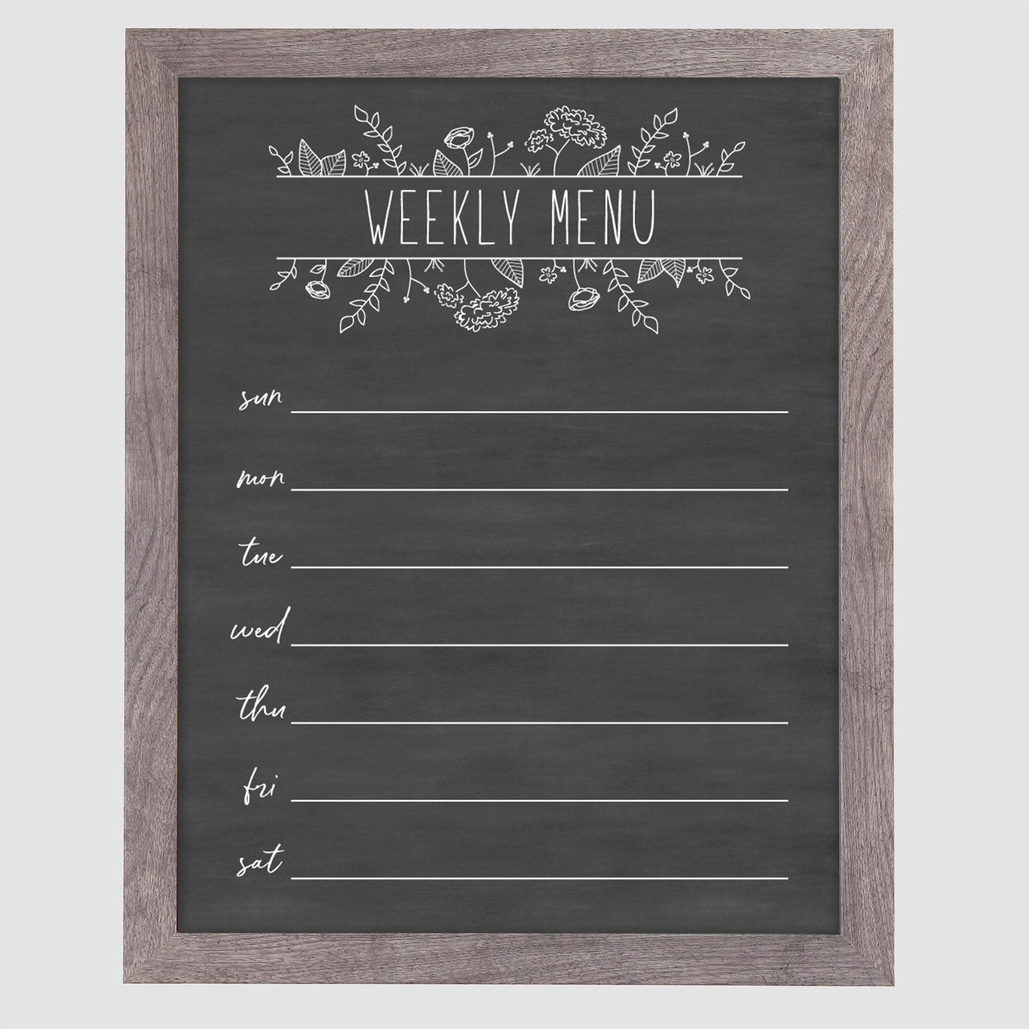 Framed Weekly Menu Floral Chalkboard Style Available Dry | Etsy