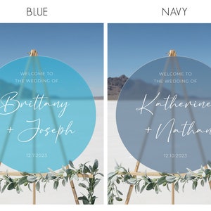 Frosted Acrylic Wedding Sign in Circle Shape for Welcome Reception or ...