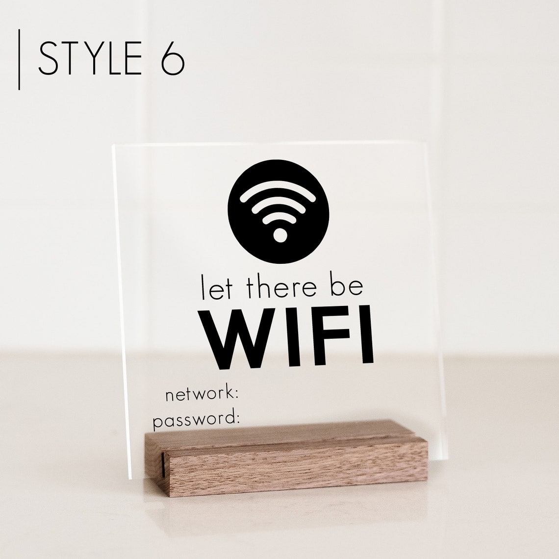 Custom Wifi Password Sign on Acrylic With Wood Stand More - Etsy