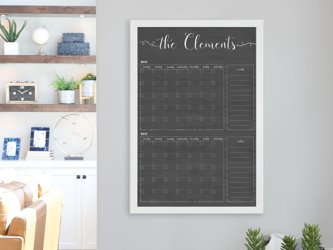 Double Calendar 24x36 Script Style #3647 | Knope - Etsy