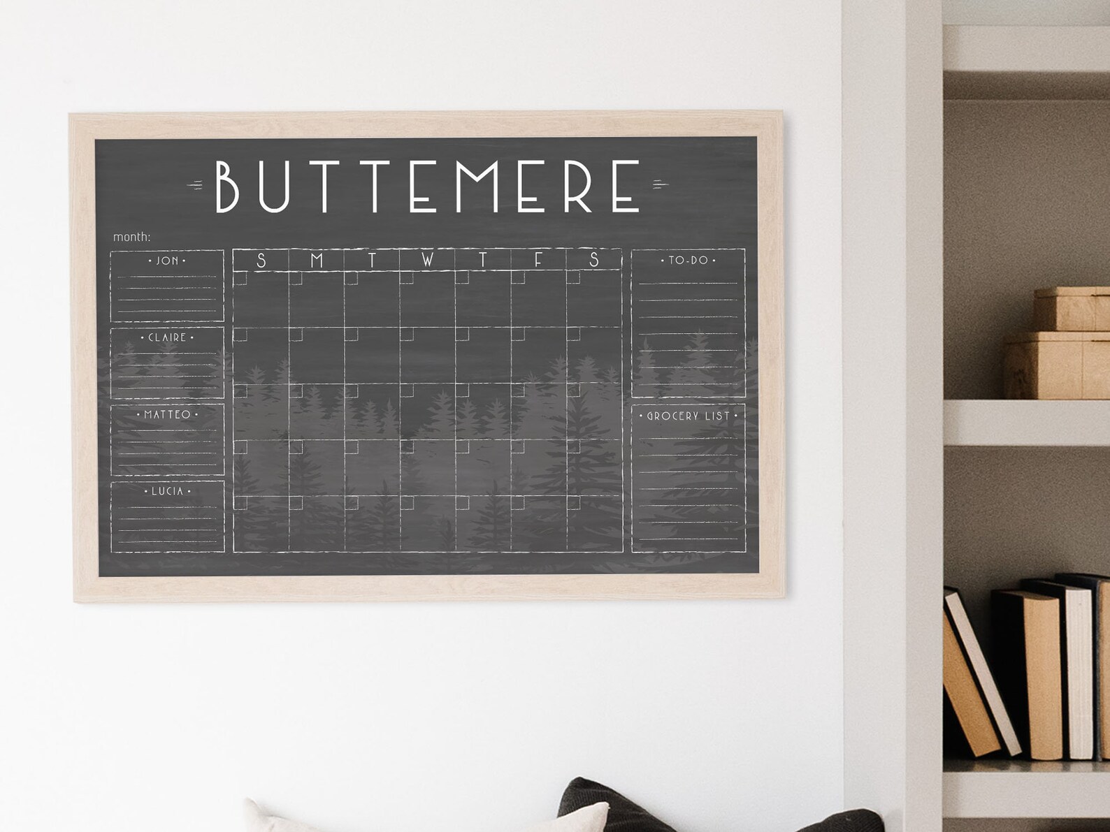 Cabin Style Calendar 24x36 W/ Pine Tree Background Family - Etsy