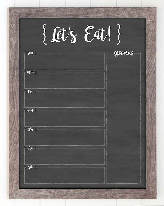 Meal Planner / Framed Weekly Menu Board / Dry Erase Wall | Etsy