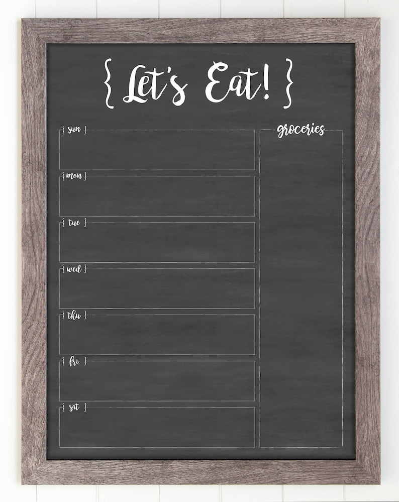 Meal Planner / Framed Weekly Menu Board / Dry Erase Wall | Etsy