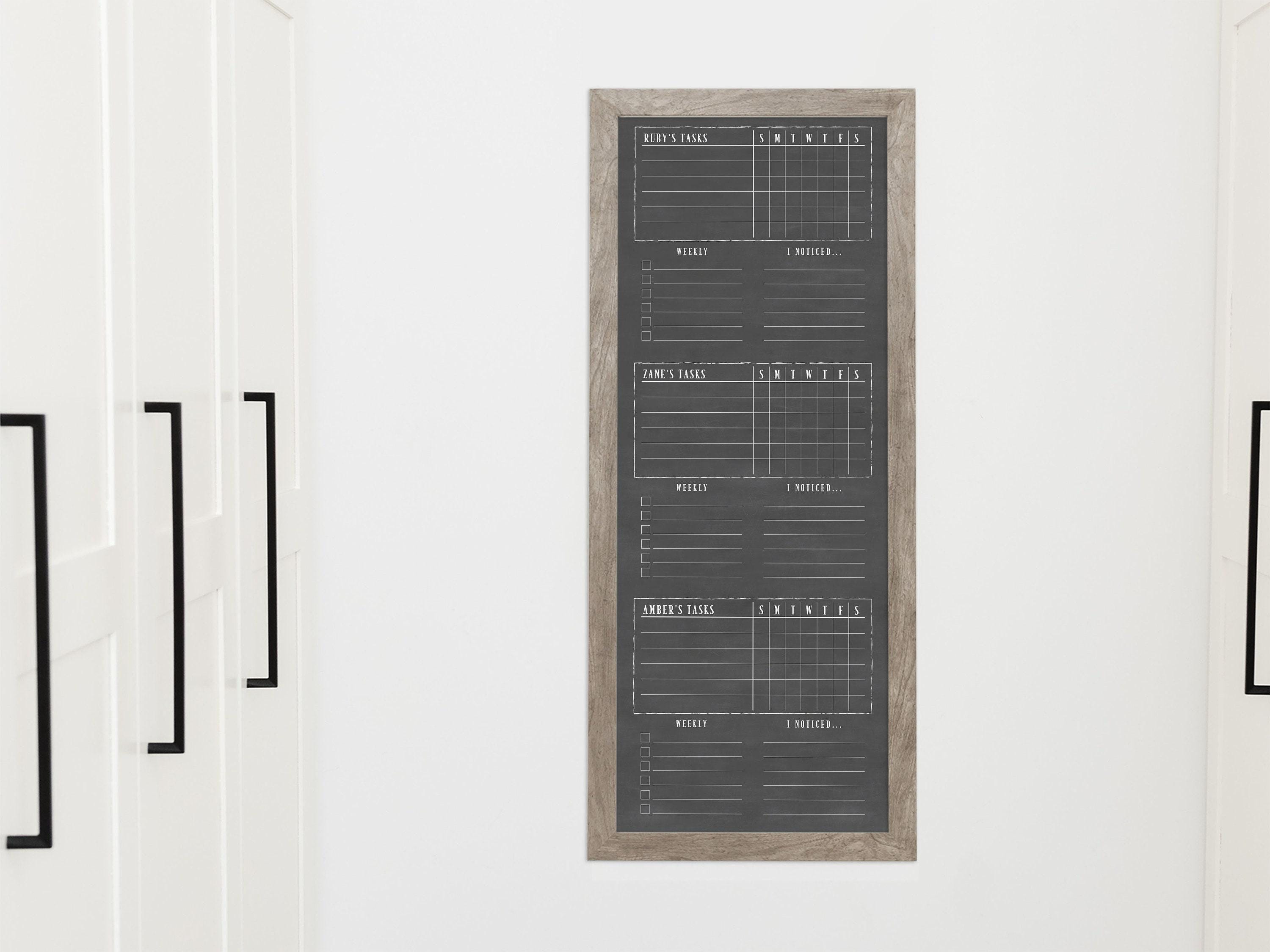 Custom Framed Chore Chart - Slim Vertical Dry Erase for Kids - Etsy