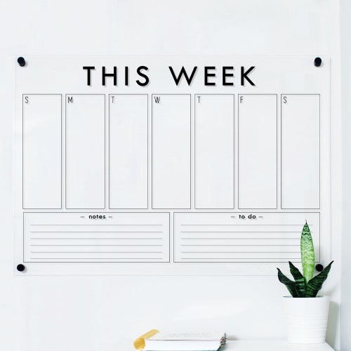 Acrylic Calendar Weekly Large Wall Calendar Dry Erase - Etsy
