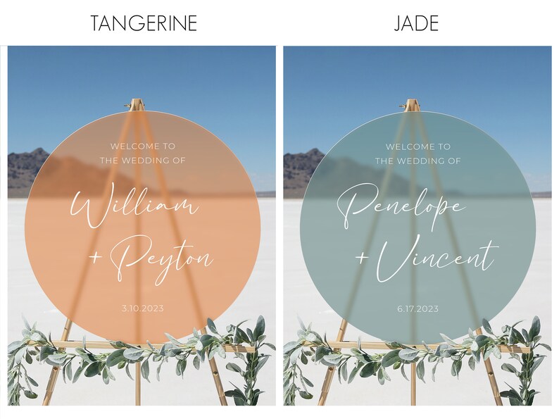 Frosted Acrylic Wedding Sign in Circle Shape for Welcome Reception or ...