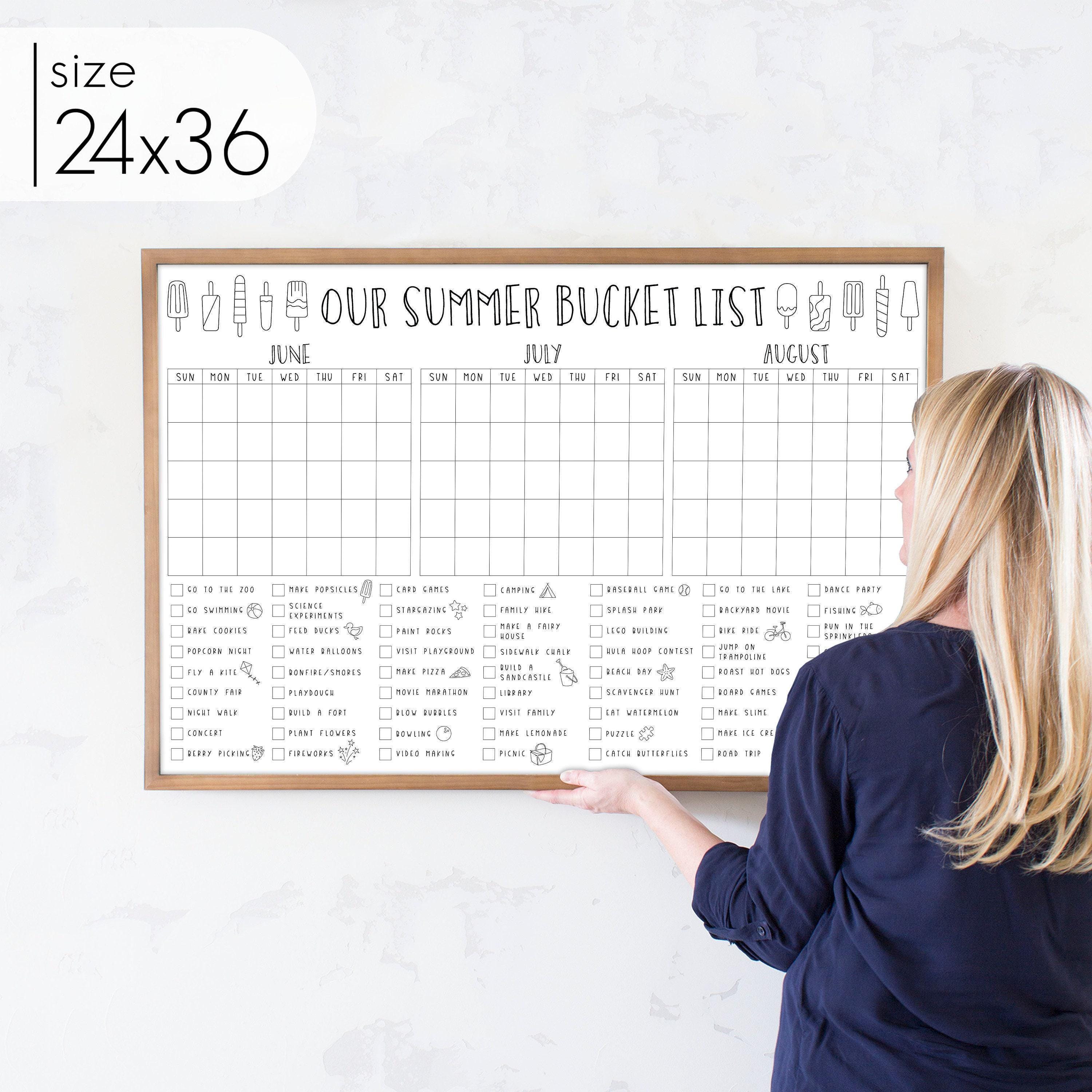 Summer Family Bucket List Calendar, Dry-erase Framed and Poster Print ...
