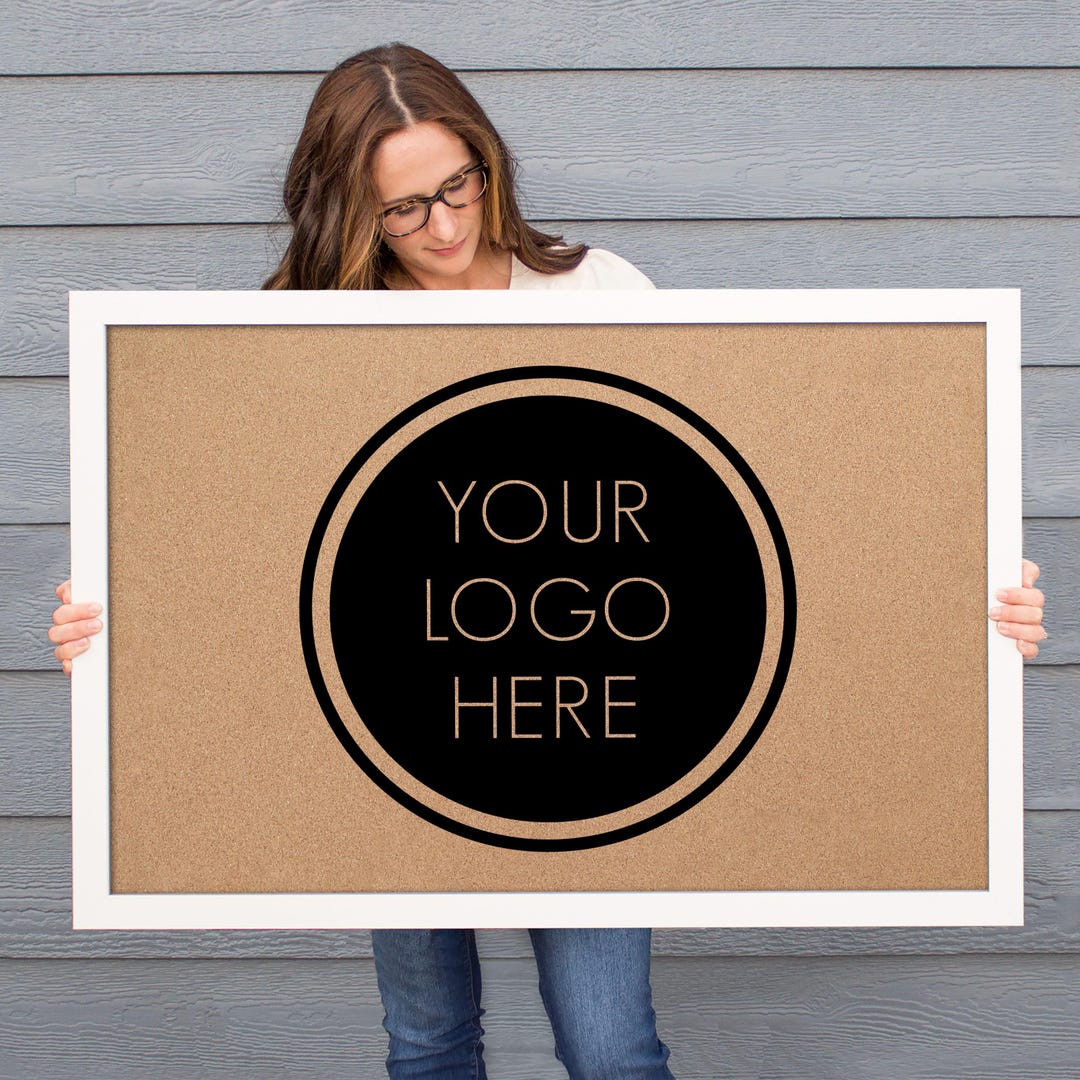 Custom Logo Cork Board for Wall, Framed Bulletin Board With Business ...