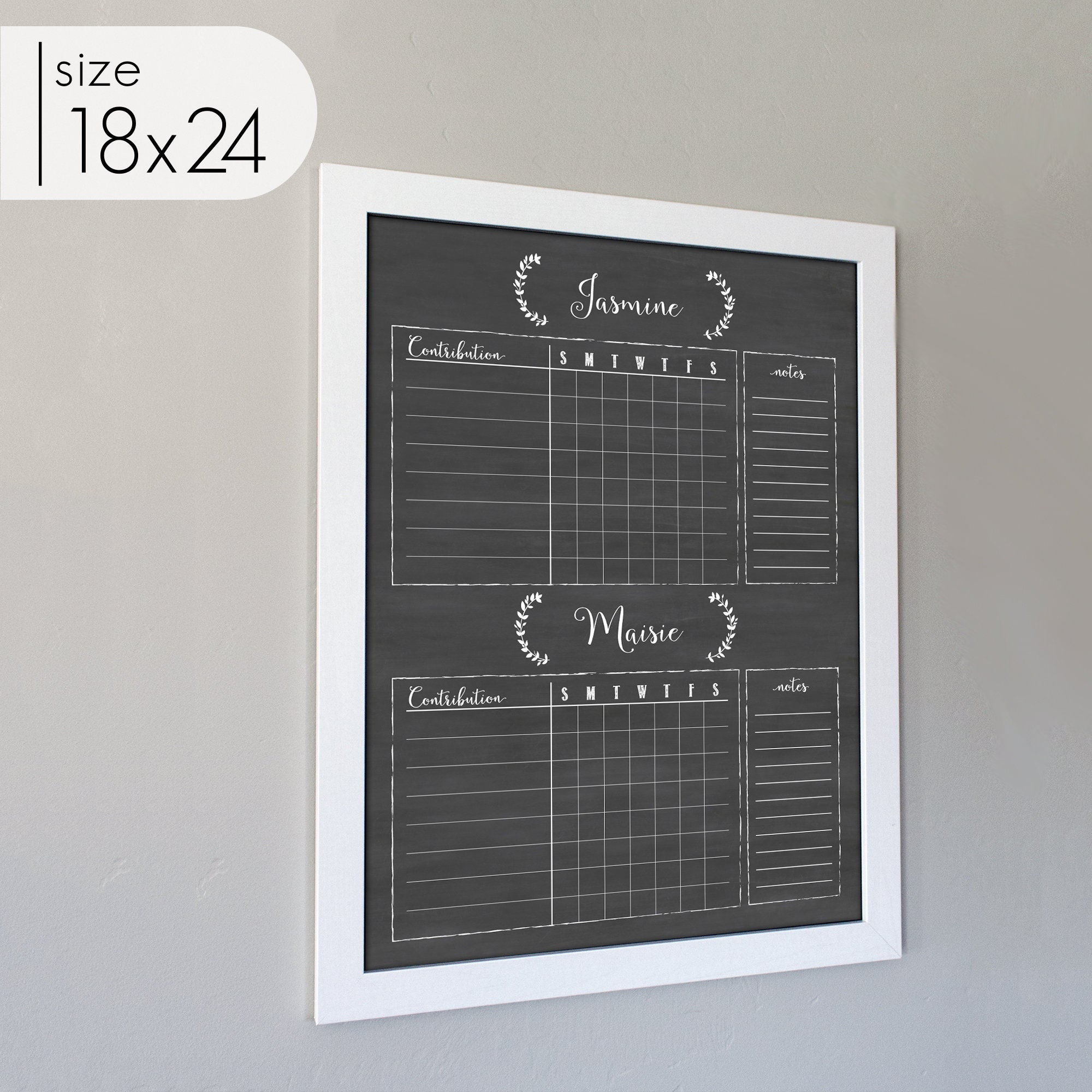 Chore Chart Dry Erase Chore Chart Framed Chore Chart | Etsy