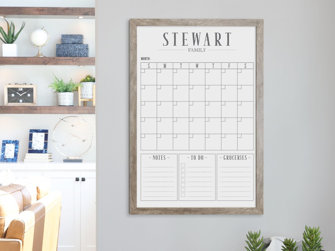 Personalized Dry Erase Monthly Family Planner With 3 Custom Sections ...