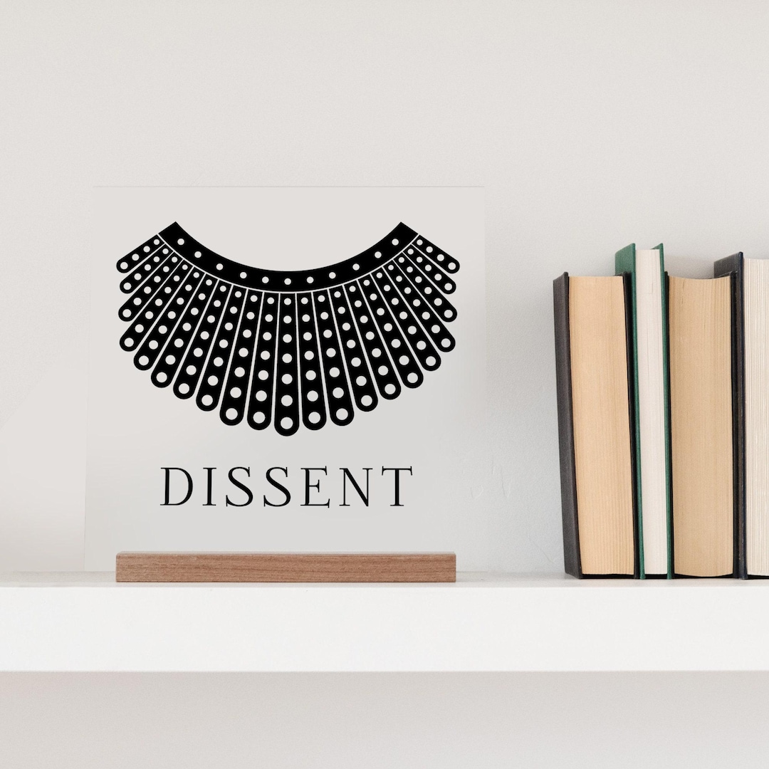 RBG Dissent Collar Acrylic Art, Ruth Bader Ginsburg Print With Wood ...