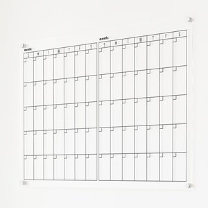 Large Horizontal Acrylic Double Month Calendar, 26x38 Landscape Dry ...