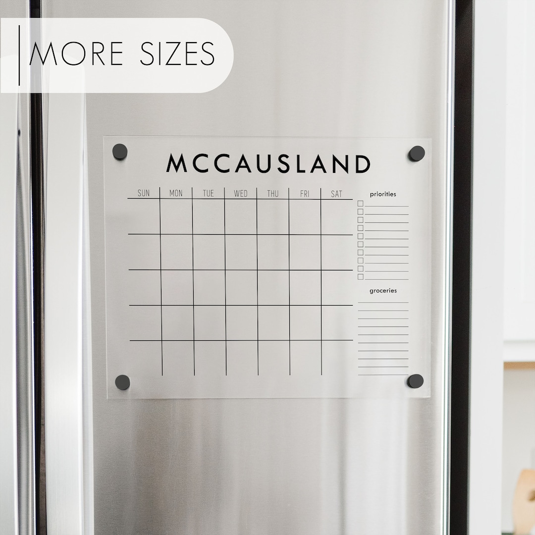 Fridge Calendar With Notes Section for Kitchen Custom - Etsy