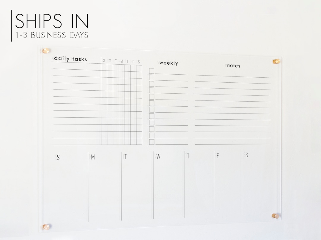 Acrylic Weekly Schedule for Wall Custom Acrylic Wall Planner - Etsy