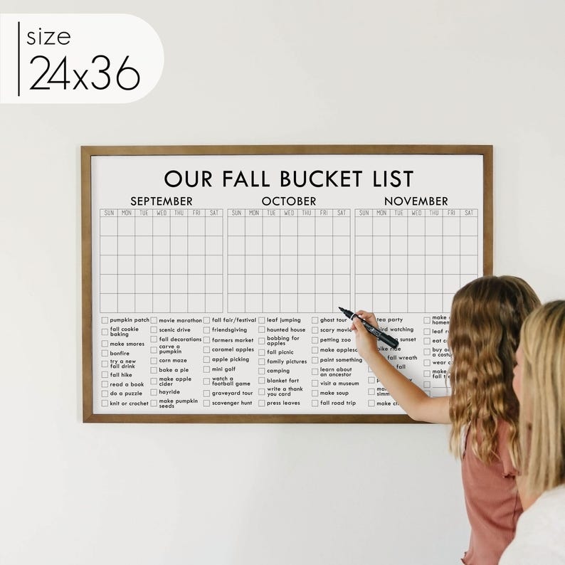 Fall Family Planner, Poster Print and Dry-erase Frame Options ...