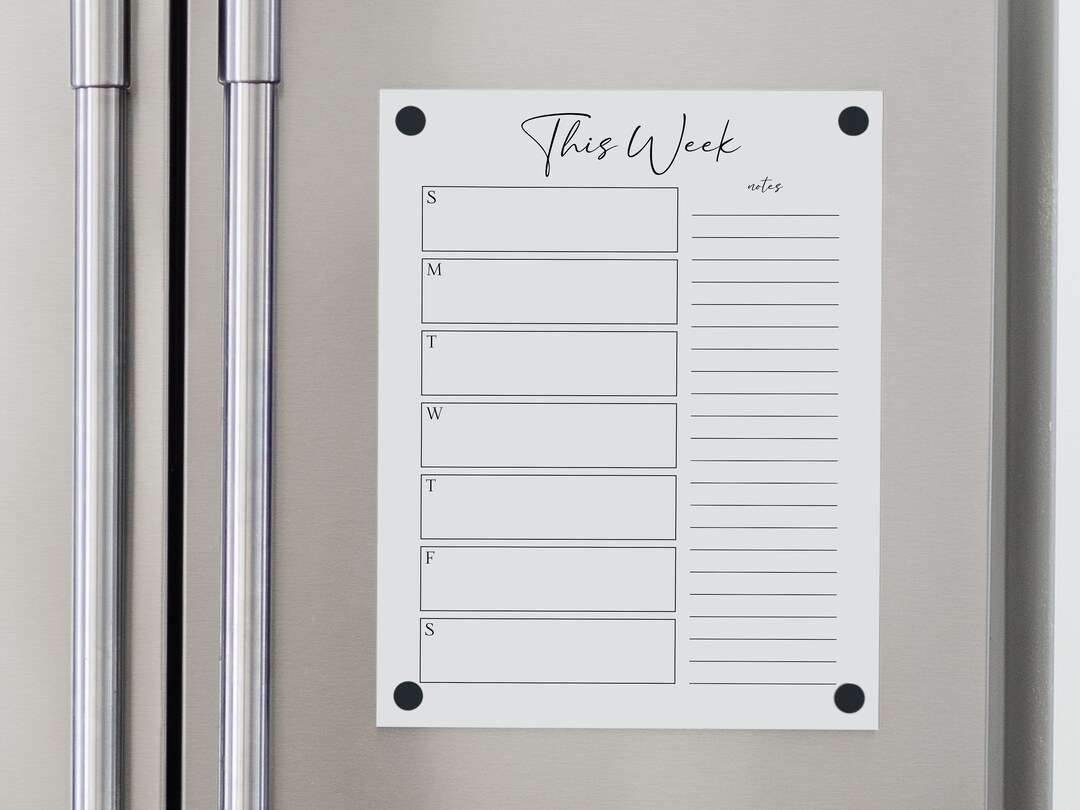 Personalized Weekly Fridge Calendar on Dry Erase White Acrylic | Custom ...