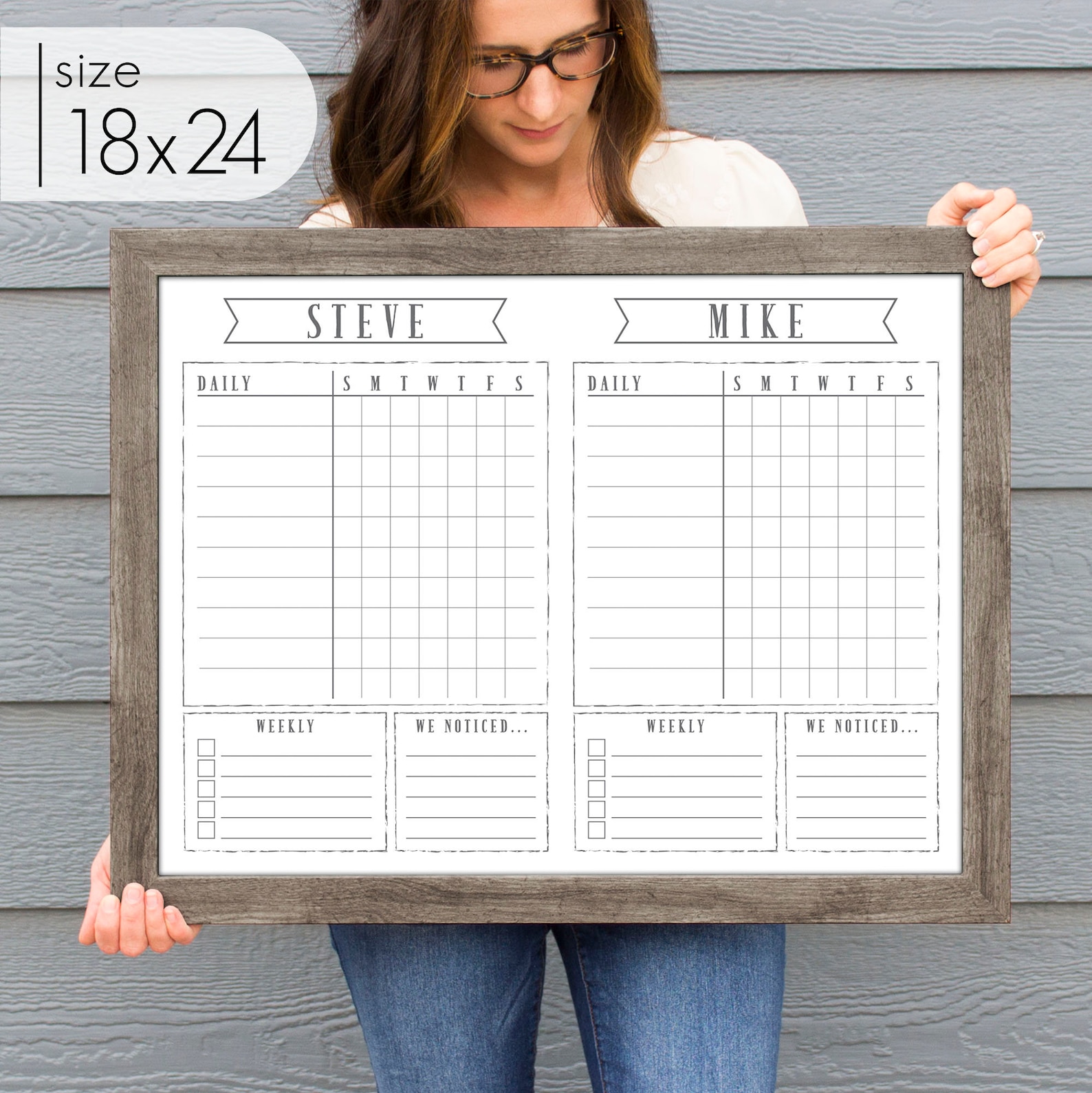 24x18 Two Child Dry Erase Chore Chart Dry Erase Small - Etsy